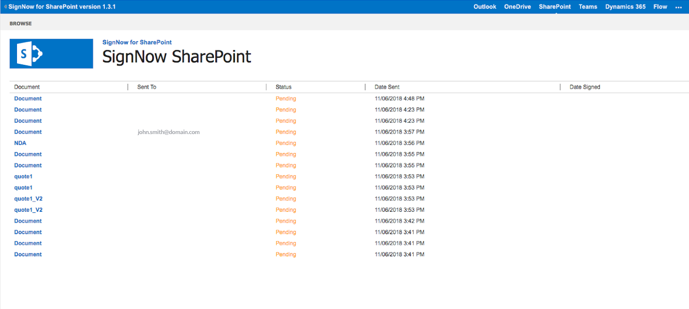 signNow SharePoint Integration